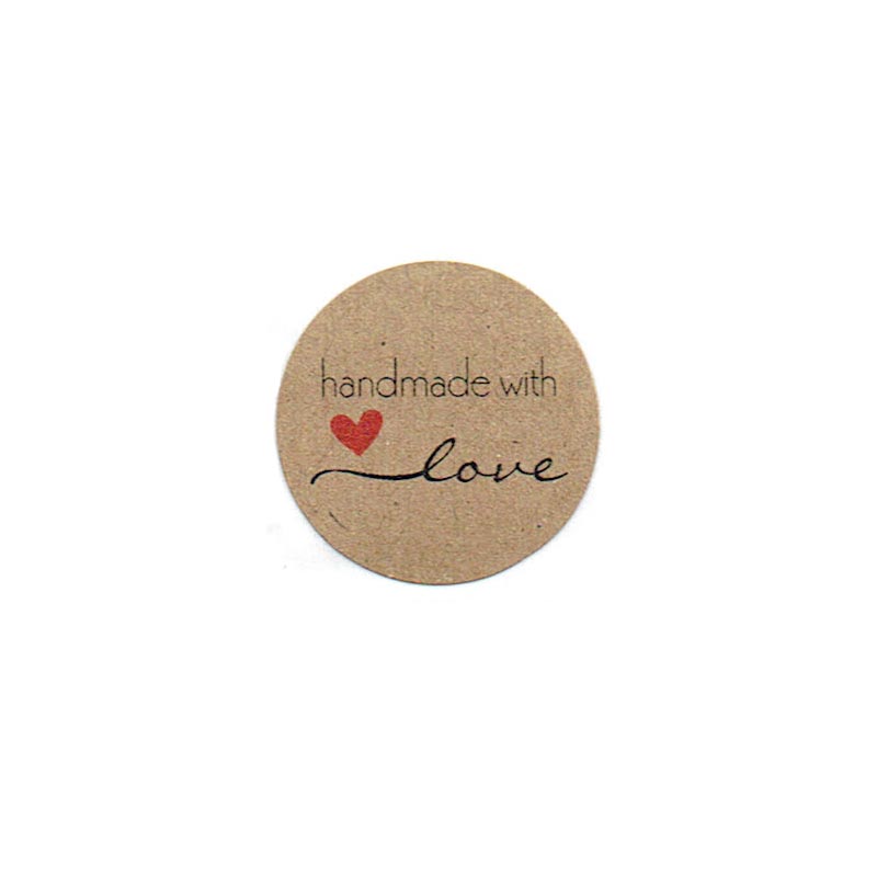 Handmade With Love colored Heart Sticker Labels - Raw Essentials
